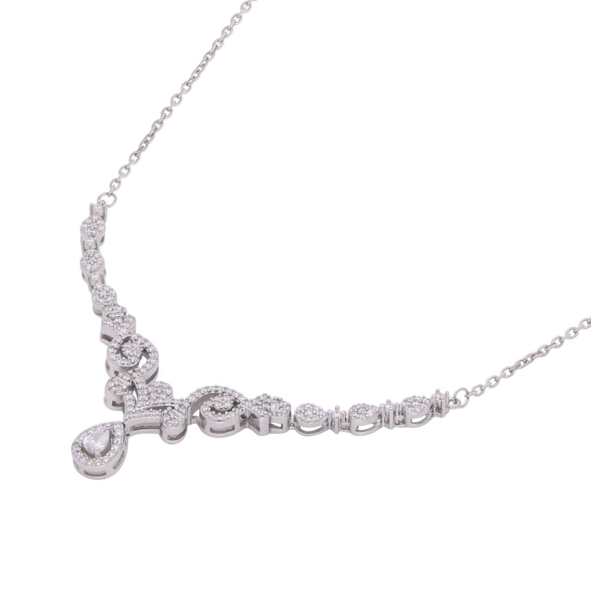 Celestial Cascade: Sterling Silver Double Hook Chain Pendant | SKU : 0