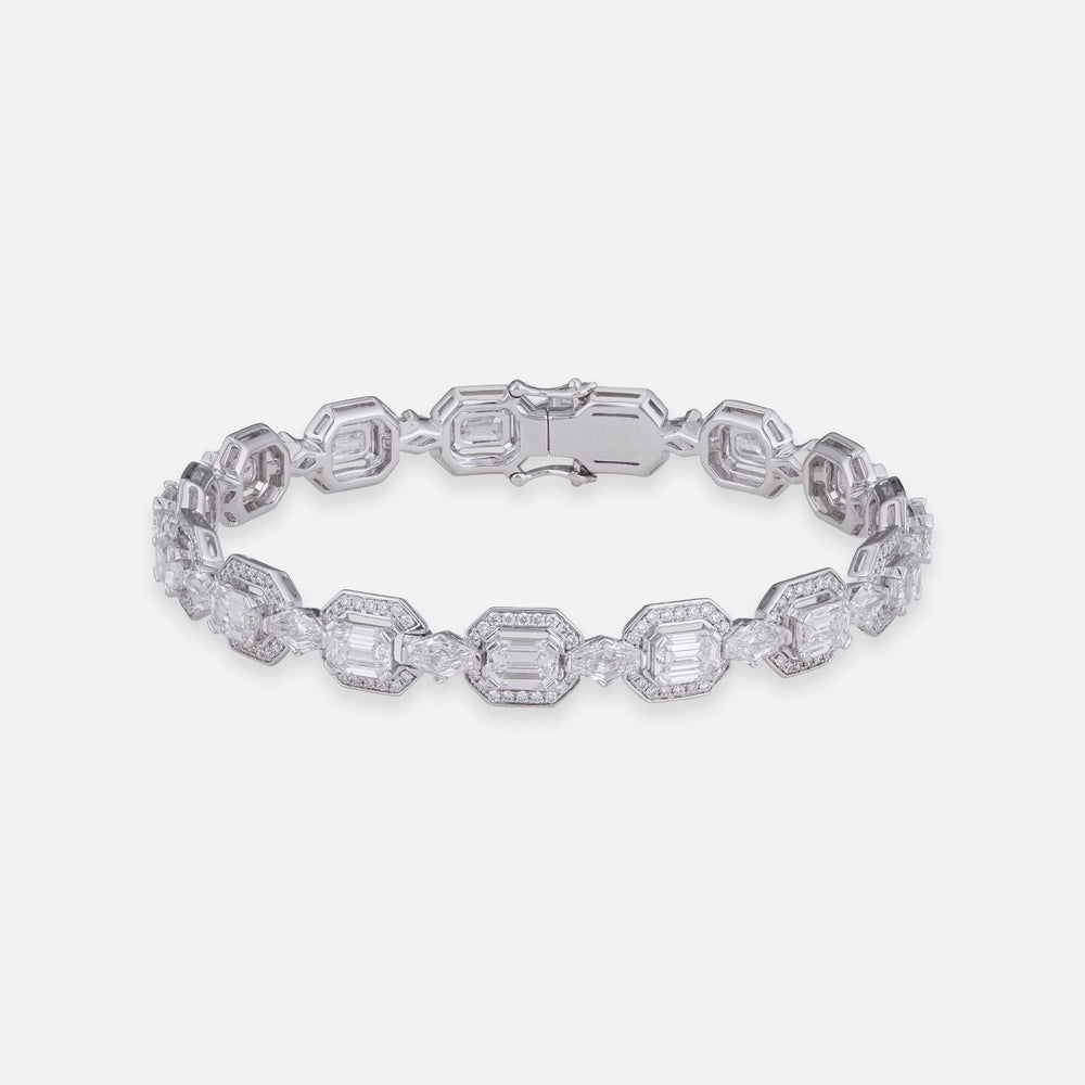 Imperial Octagon Lab Grown Diamond Bracelet in 18K White Gold | SKU